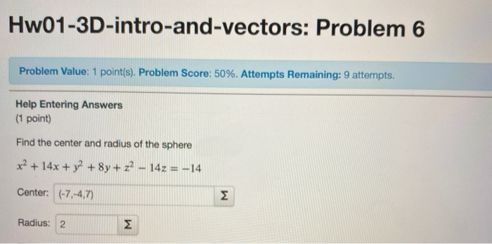 Solved Hw01-3D-intro-and-vectors: Problem 6 Problem Value: 1 | Chegg.com