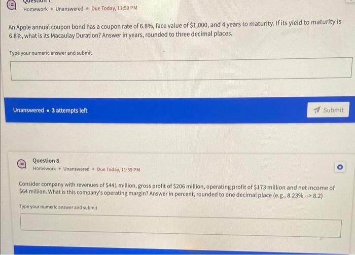 Solved An Apple annual coupon bond has a coupon rate of | Chegg.com