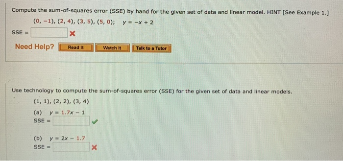 Solved Compute The Sum Of Squares Error Sse By Hand For 3500