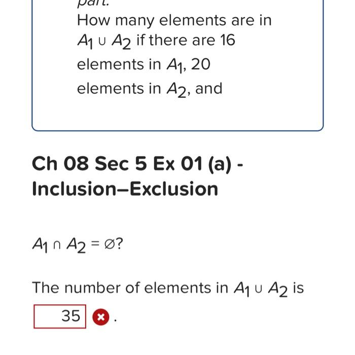 Solved How many elements are in A1 U A2 if there are 16 | Chegg.com