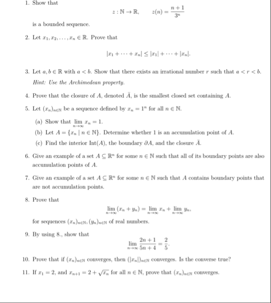 Solved Show thatz:N→R,z(n)=n 13nis a bounded sequence.2. | Chegg.com