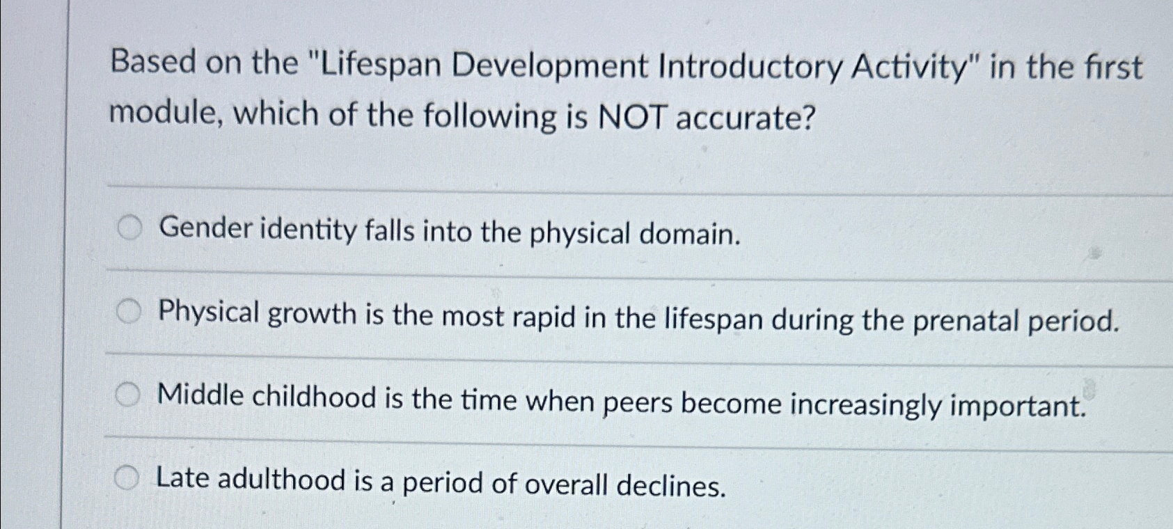 Solved Based on the "Lifespan Development Introductory | Chegg.com