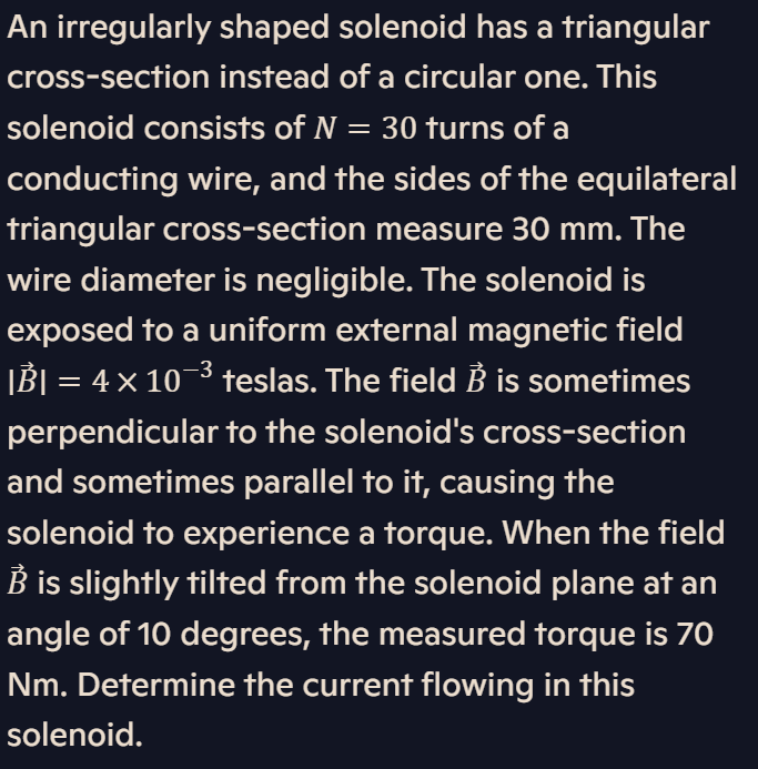 Solved An irregularly shaped solenoid has a triangular | Chegg.com