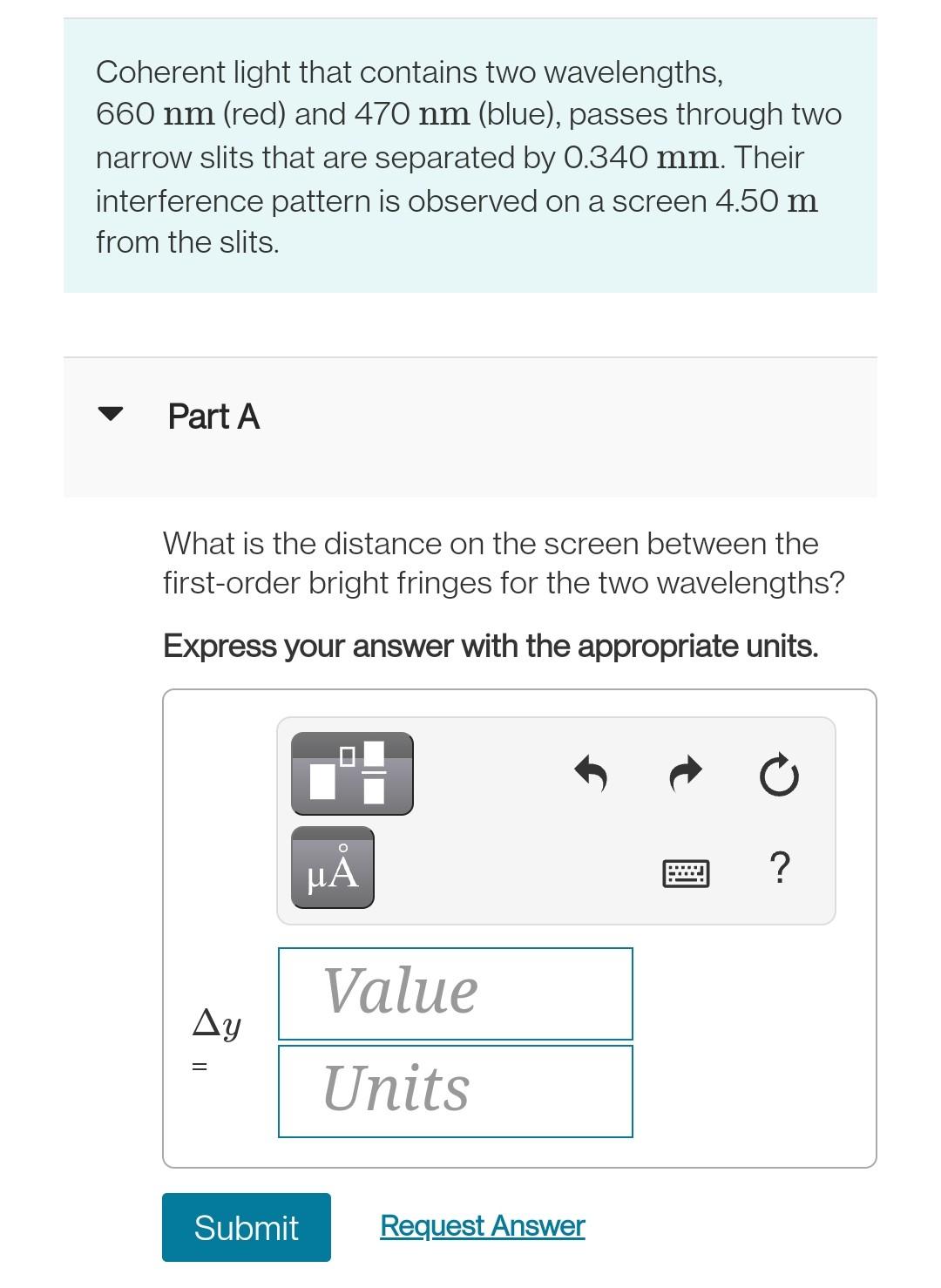 Solved Coherent light that contains two wavelengths, 660 nm | Chegg.com