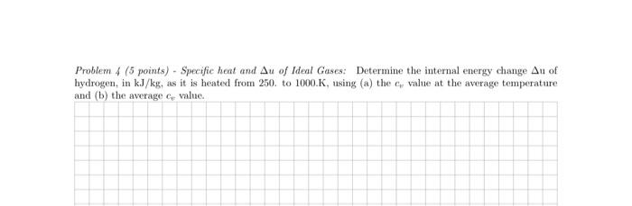 Solved Problem 4 (5 points) - Specific heat and Δu of Ideal | Chegg.com