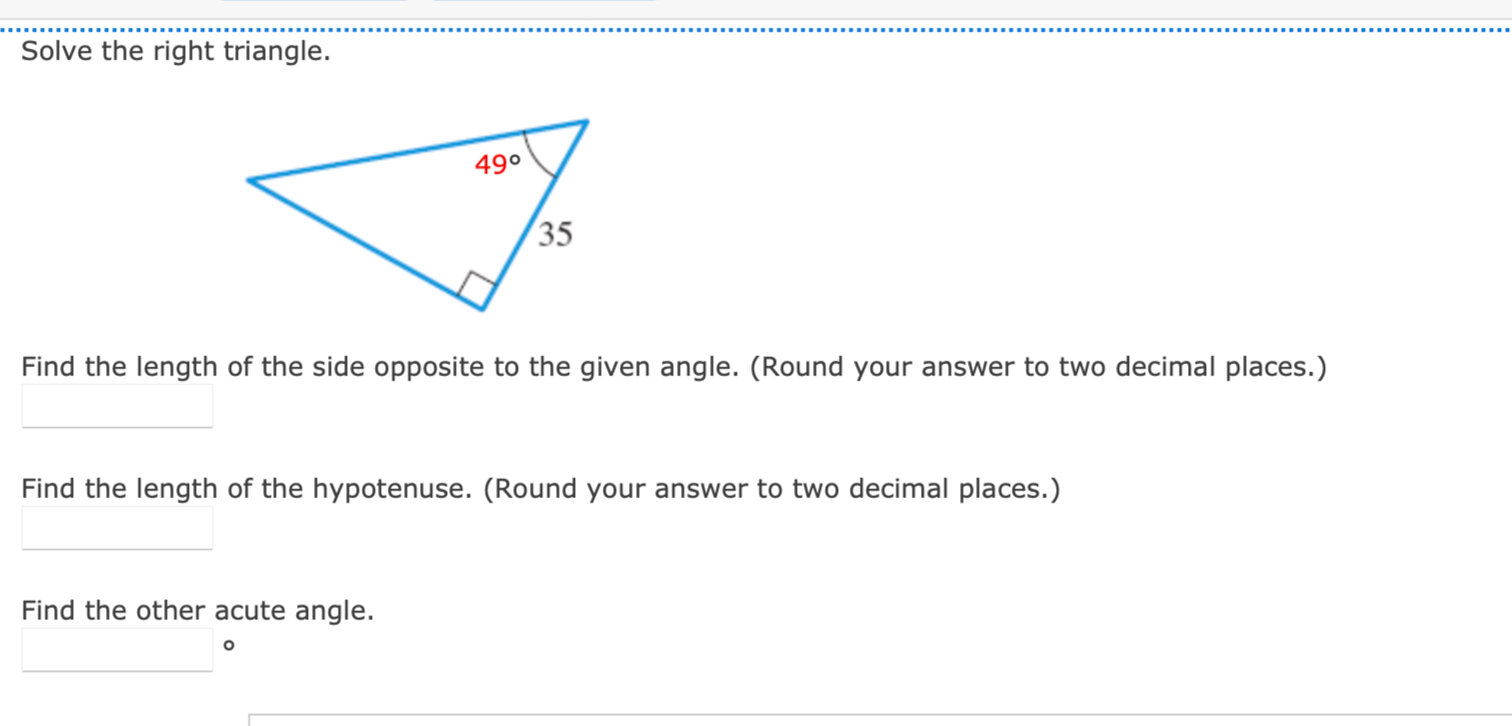 Solved Solve the right triangle.Find the length of the side | Chegg.com