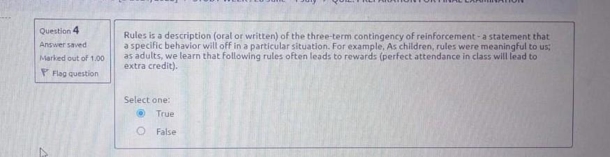 Solved Question 4 Answer saved Marked out of 1.00 Flag | Chegg.com