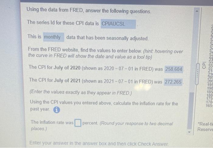 Solved US CPI Data Using the data from FRED, answer the | Chegg.com