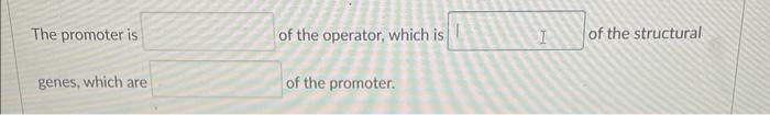Solved The promoter is of the operator, which is of the | Chegg.com