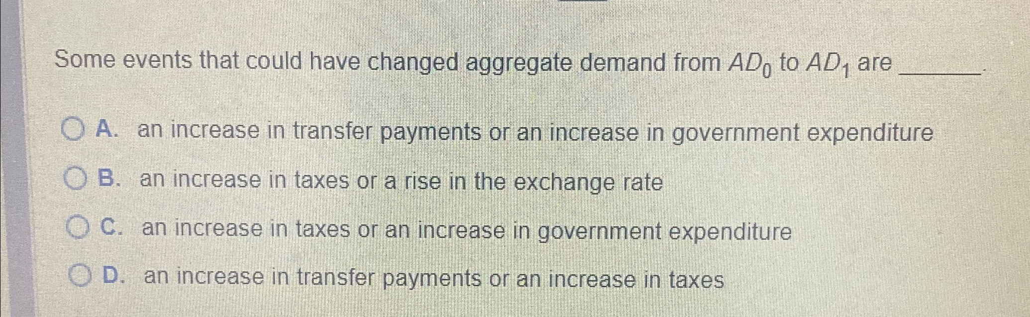 Solved Some events that could have changed aggregate demand | Chegg.com