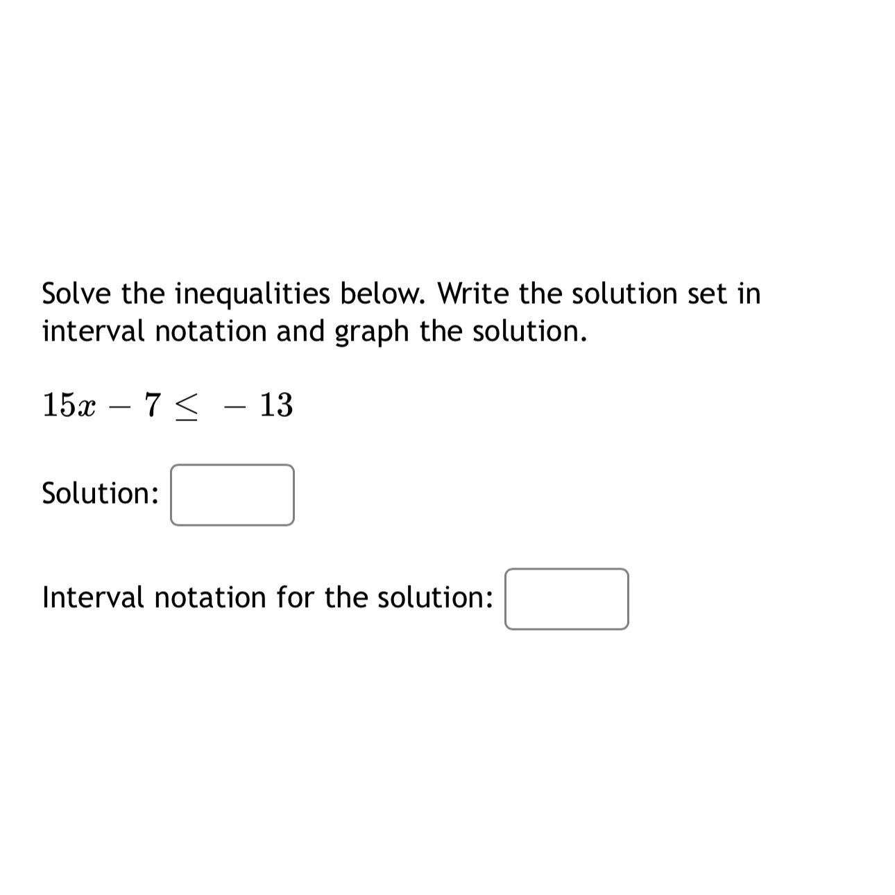 Solved Solve the inequalities below. Write the solution set | Chegg.com