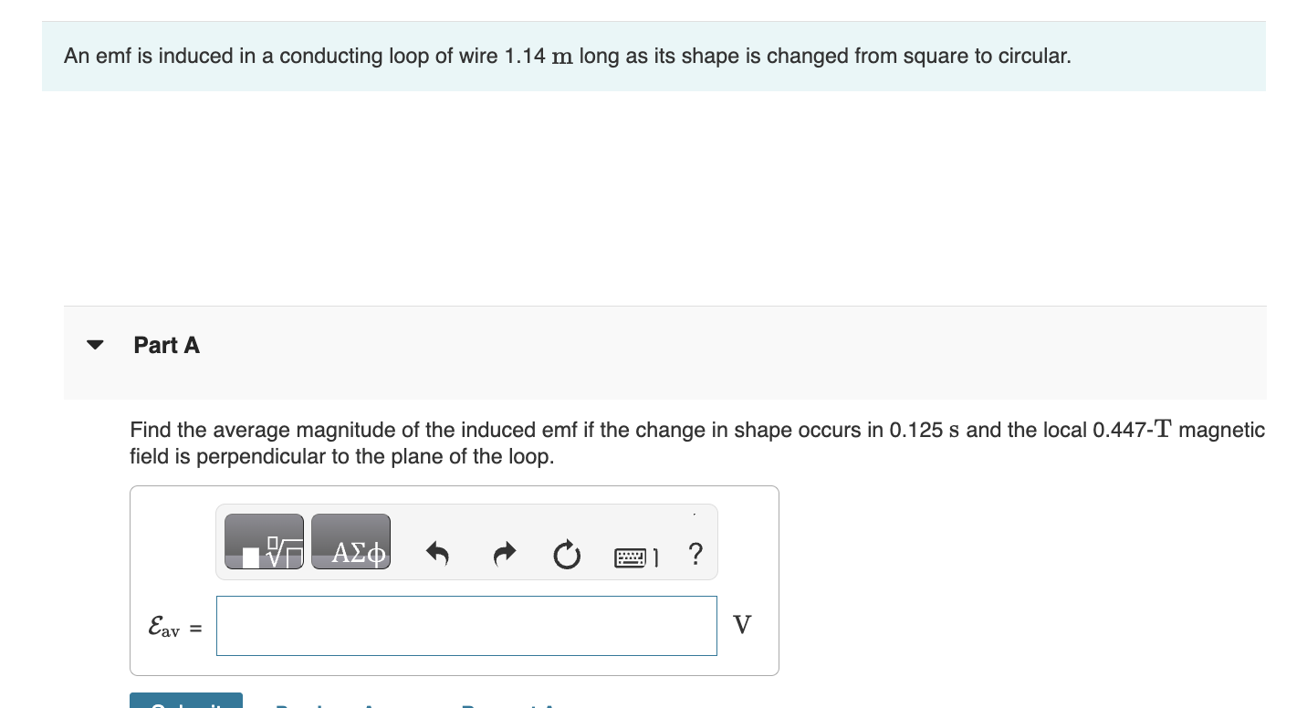 Solved An emf is induced in a conducting loop of wire 1.14m | Chegg.com