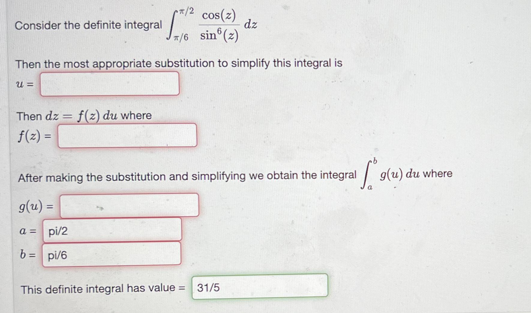 Solved Consider the definite integral | Chegg.com
