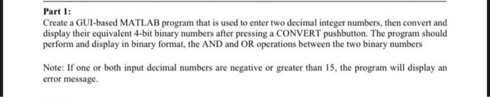 Solved Part 1: Create a GUI-based MATLAB program that is | Chegg.com