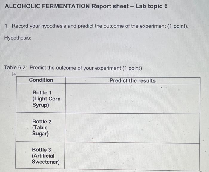 Solved Exercise 6.1 Alcoholic Fermentation In this | Chegg.com