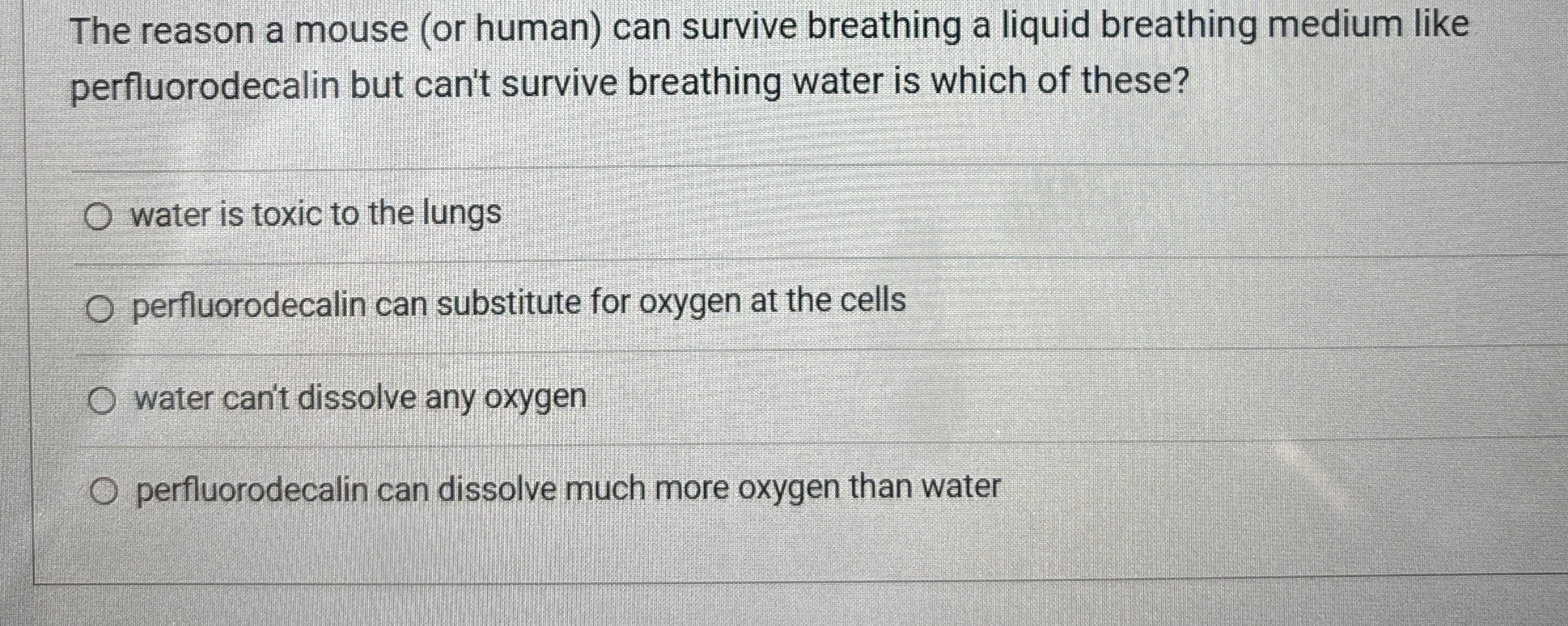 Solved The reason a mouse (or human) ﻿can survive breathing | Chegg.com