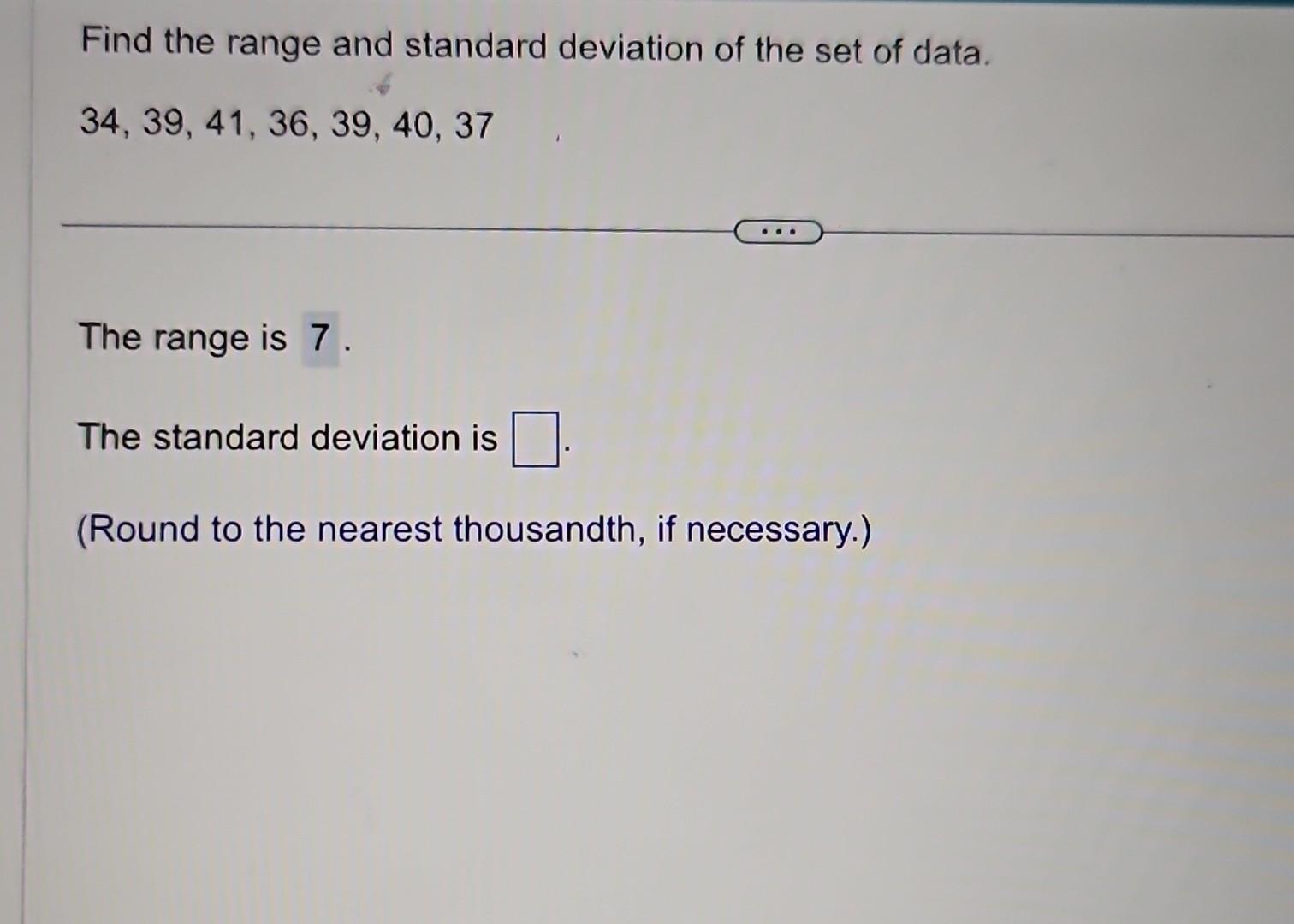 Solved Find the range and standard deviation of the set of | Chegg.com