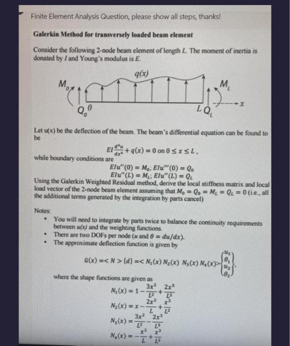 Solved Finite Element Analysis Question, please show all | Chegg.com