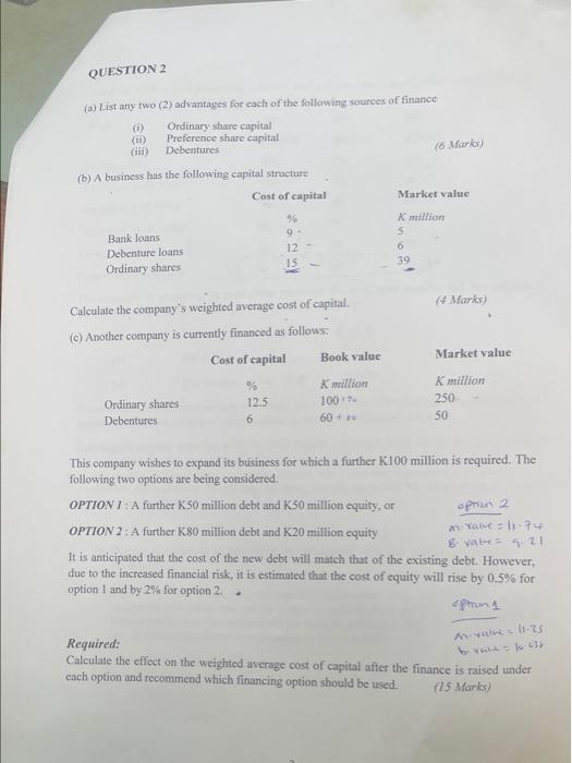 Solved (a) List any two (2) advantages for each of the | Chegg.com