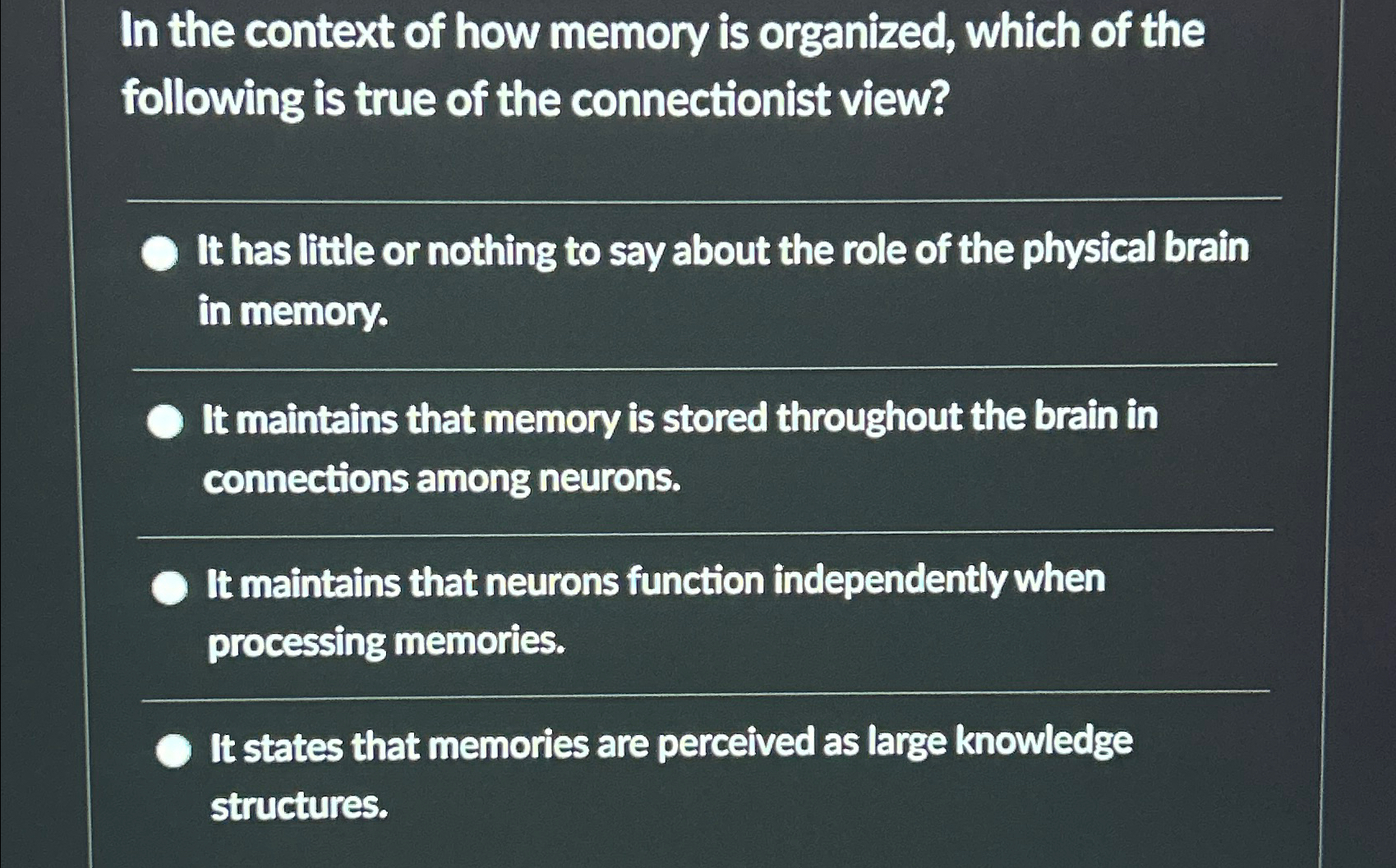 Solved In the context of how memory is organized, which of | Chegg.com