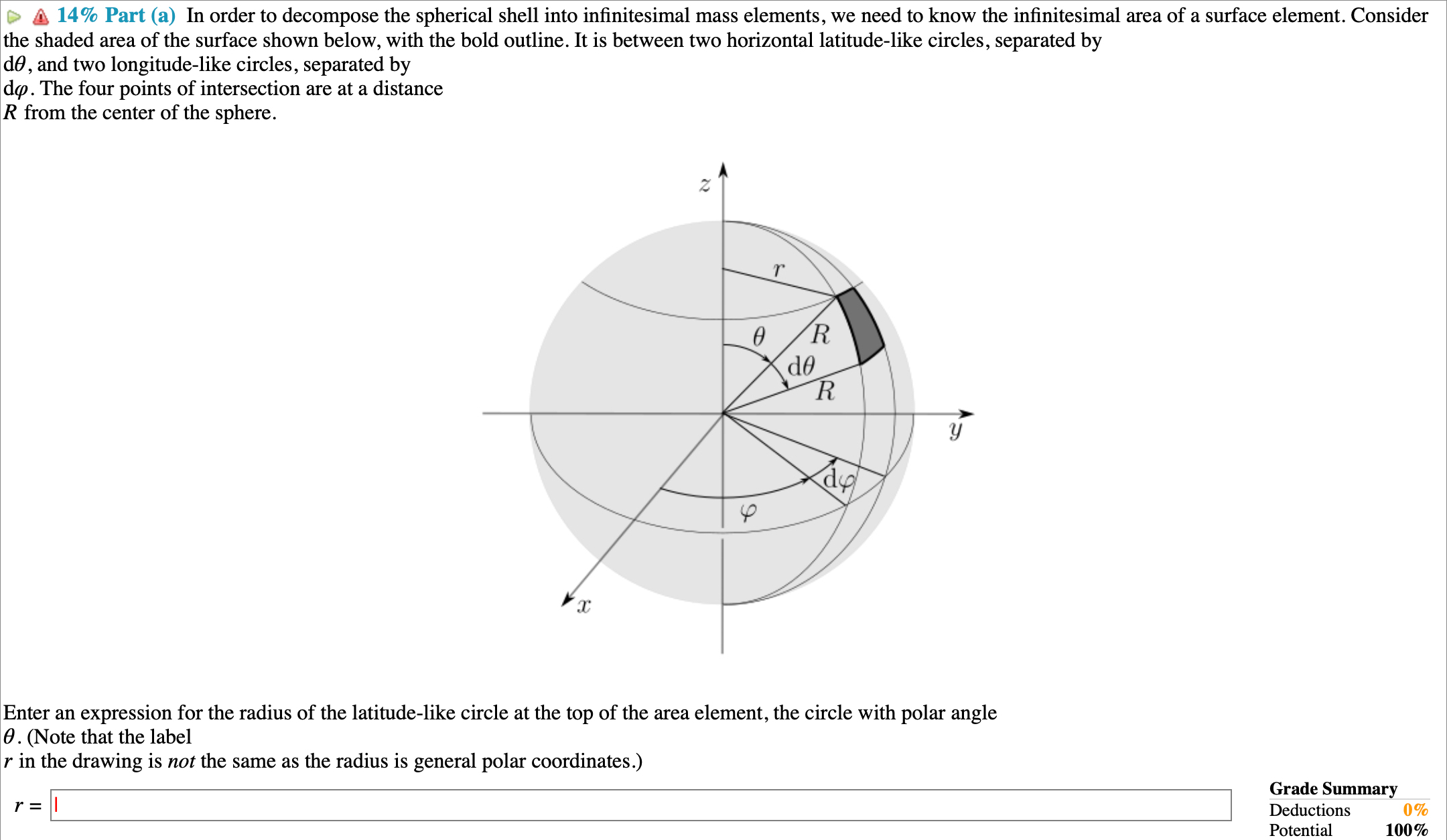 Solved A thin uniform spherical shell with massM ﻿and | Chegg.com