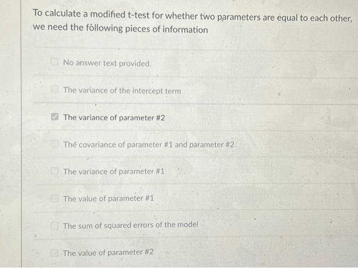 Solved To calculate a modified t-test for whether two | Chegg.com