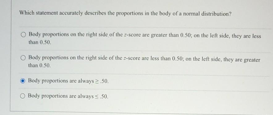 Solved Which statement accurately describes the proportions | Chegg.com