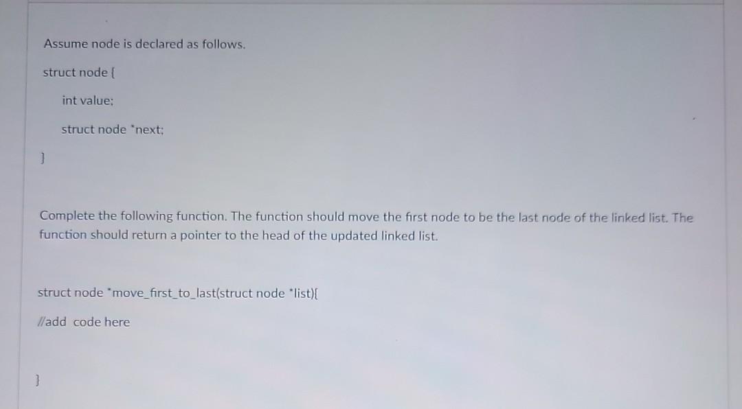 Solved Assume Node Is Declared As Follows Struct Node Int