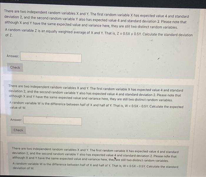 Solved There are two independent random variables X and Y. | Chegg.com