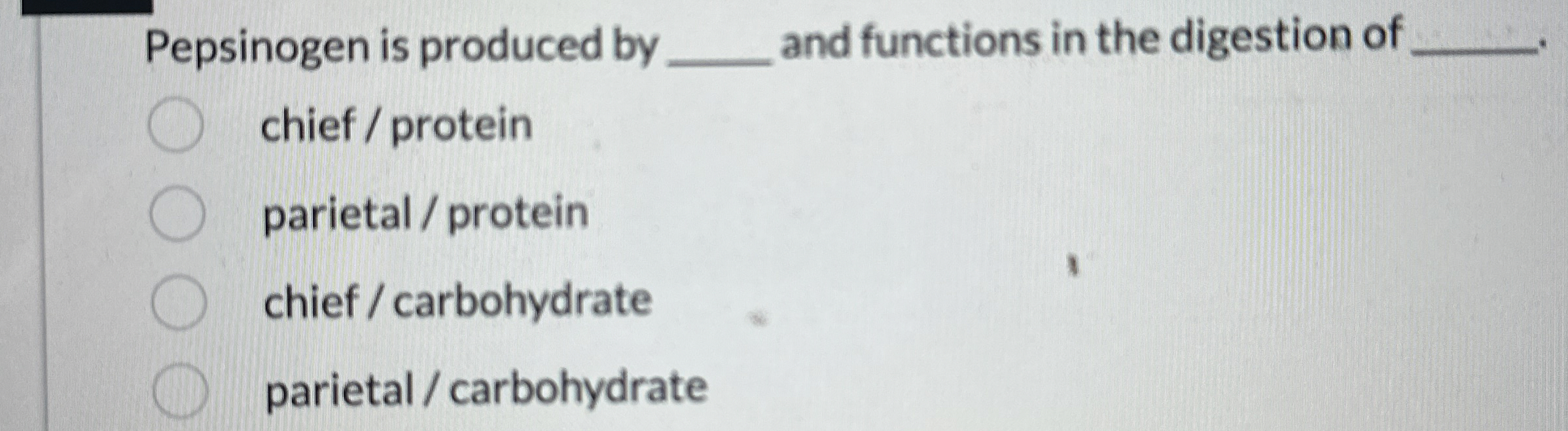 Solved Pepsinogen is produced by q, ﻿and functions in the | Chegg.com