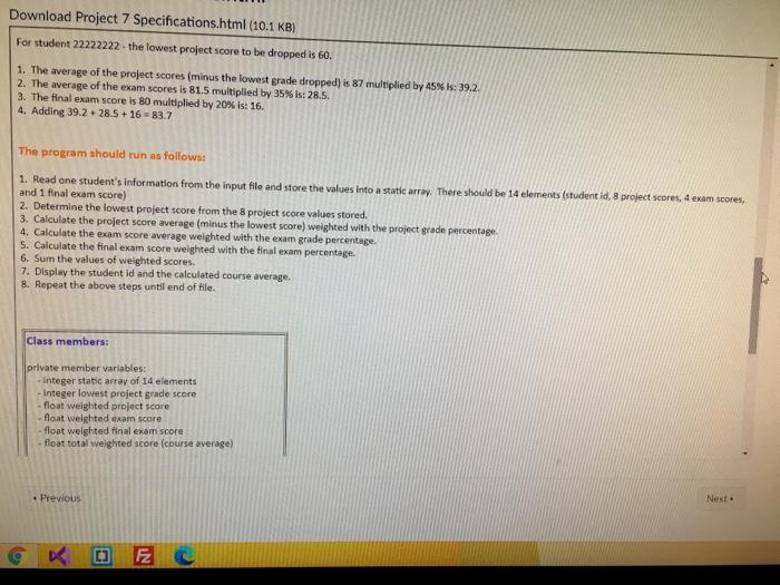 Solved 7 Specifications.html (10.1 KB) Using OOP, write a | Chegg.com