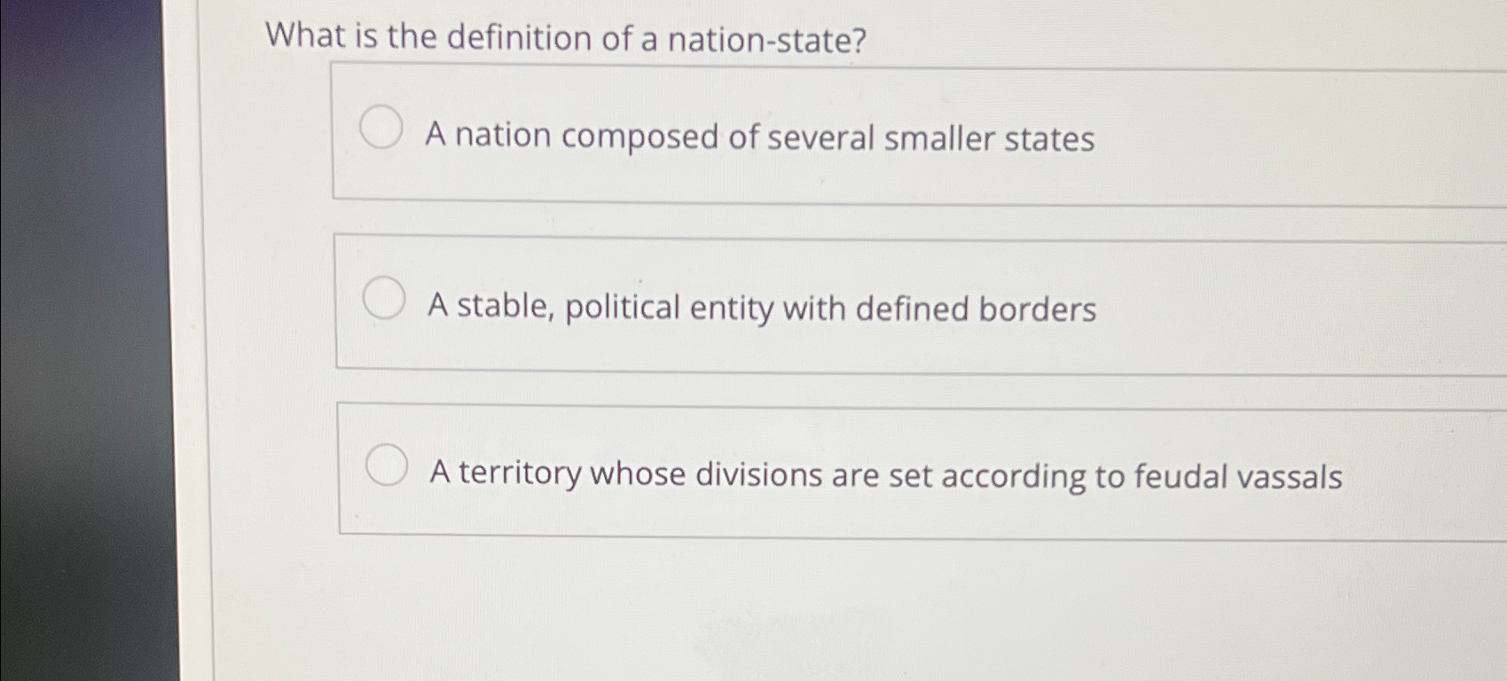 Solved What is the definition of a nation-state?A nation | Chegg.com