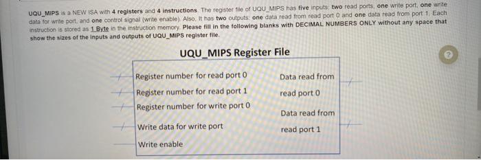 Solved UQU_MIPS is a NEW ISA with 4 registers and 4 | Chegg.com