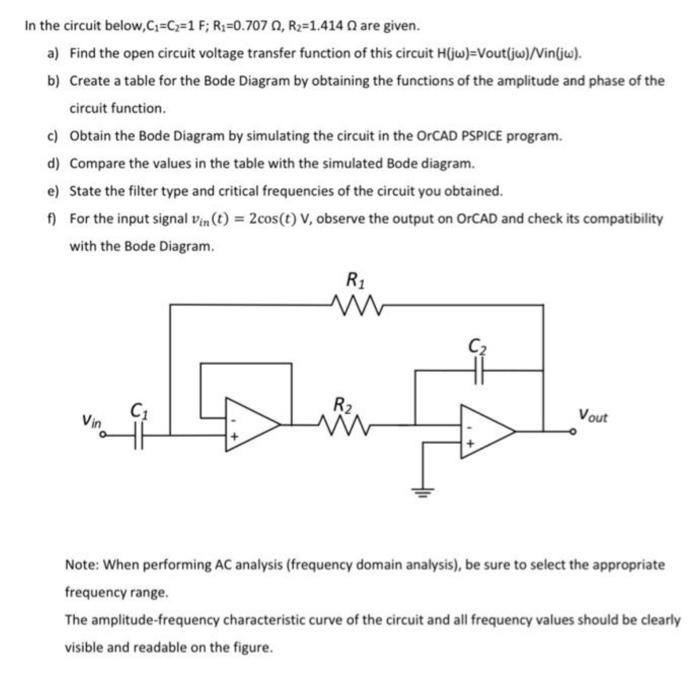 Solved In the circuit below, C1=C2=1F;R1=0.707Ω,R2=1.414Ω | Chegg.com