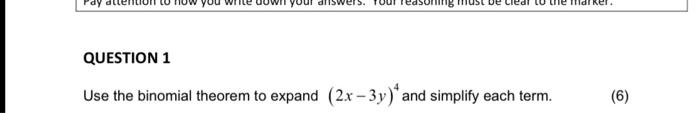 Solved QUESTION 1 Use the binomial theorem to expand | Chegg.com