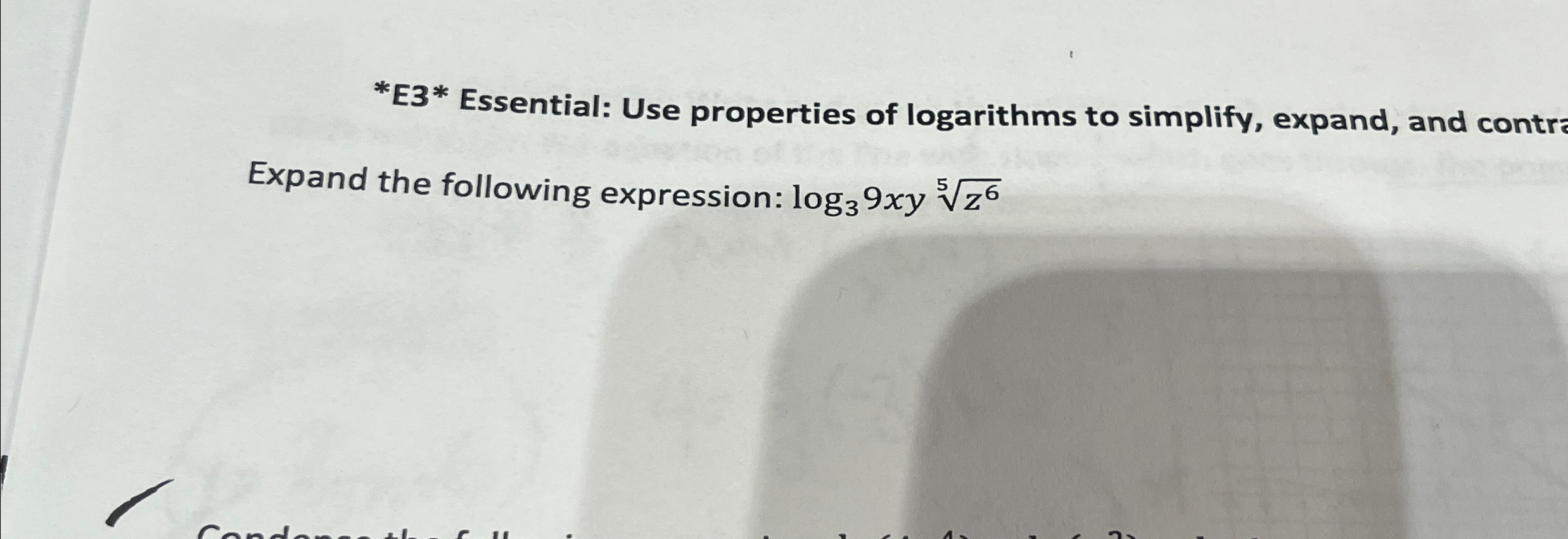 Solved Essential: Use properties of logarithms to simplify, | Chegg.com