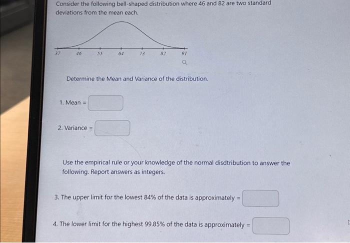 Solved Consider the following bell-shaped distribution where | Chegg.com
