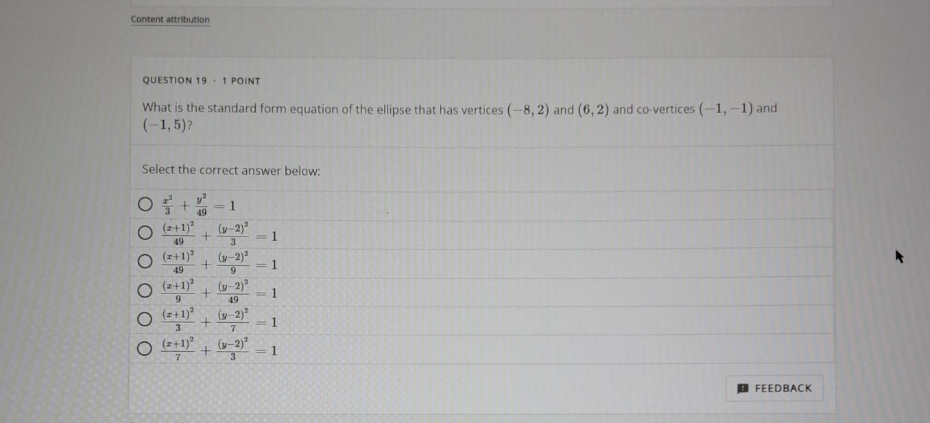 Solved Content attributionQUESTION 19 - 1 ﻿POINTWhat is the | Chegg.com