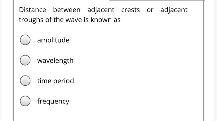 Solved Distance between adjacent crests or adjacent troughs | Chegg.com