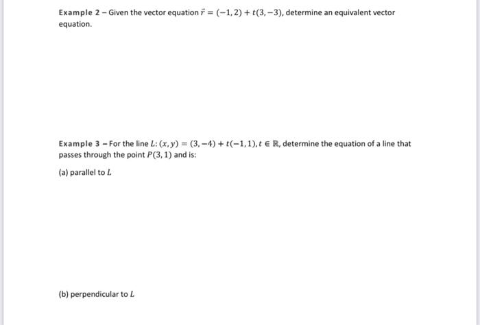 Solved Example 2 - Given the vector equation | Chegg.com