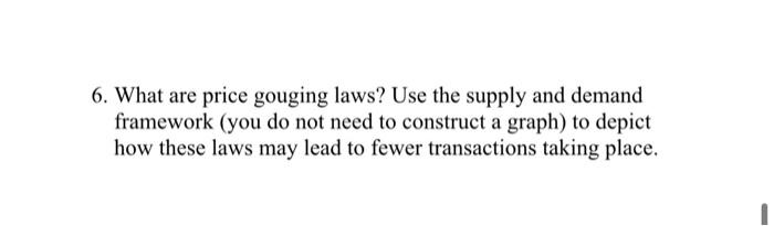 Solved 6. What are price gouging laws? Use the supply and | Chegg.com