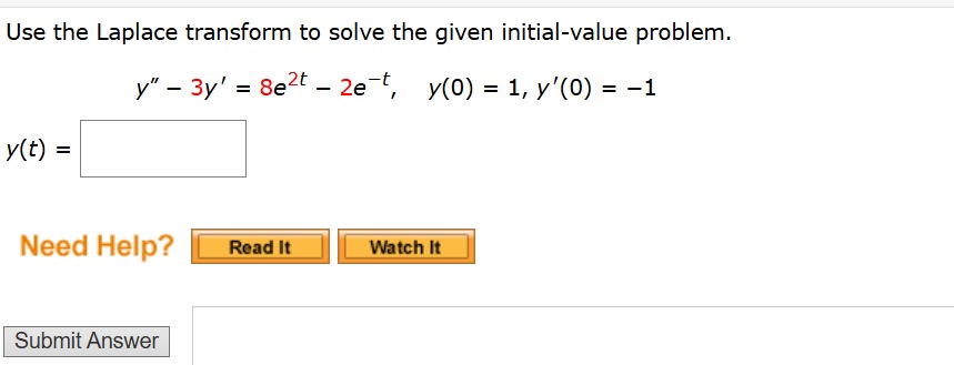 Solved Use the Laplace transform to ﻿solve the given | Chegg.com