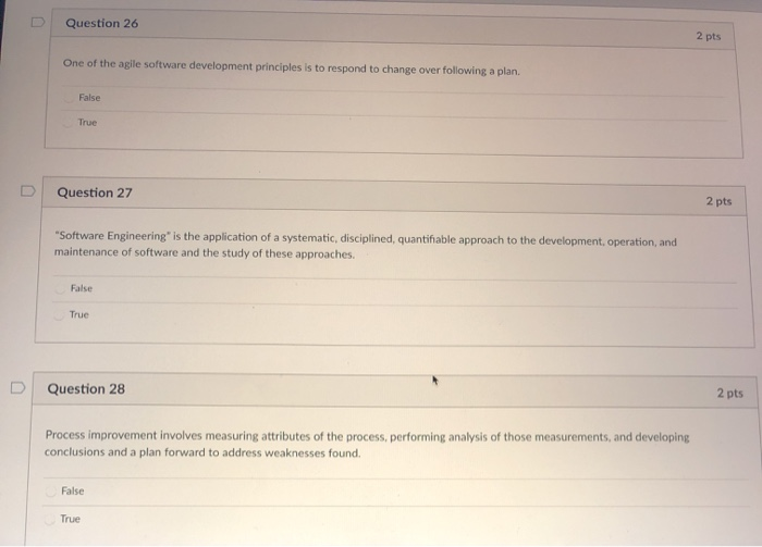 Solved Question 26 2 pts One of the agile software | Chegg.com