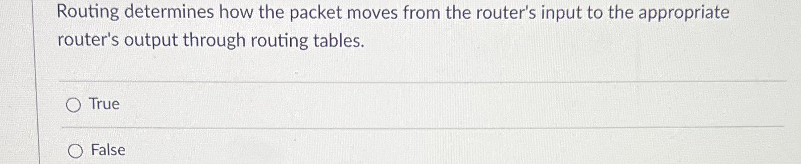 Solved Routing determines how the packet moves from the | Chegg.com