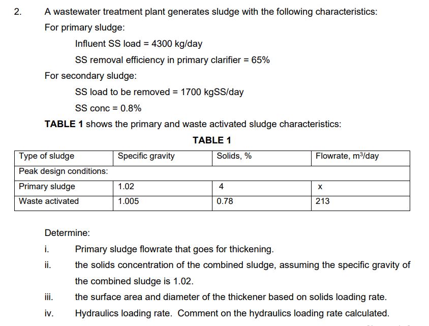 Solved A wastewater treatment plant treats wastewater from a | Chegg.com