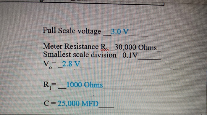 Solved Full Scale voltage 3.0 V Meter Resistance Rx_30,000 | Chegg.com