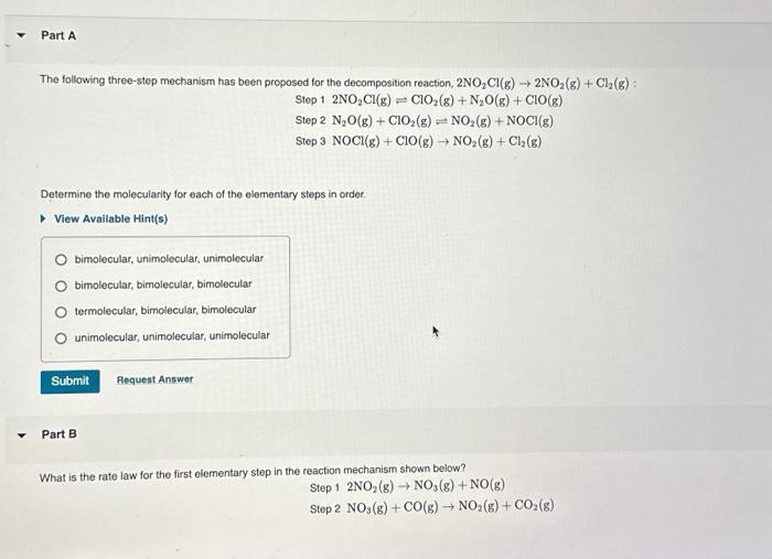 Solved The following three-step mechanism has been proposed | Chegg.com