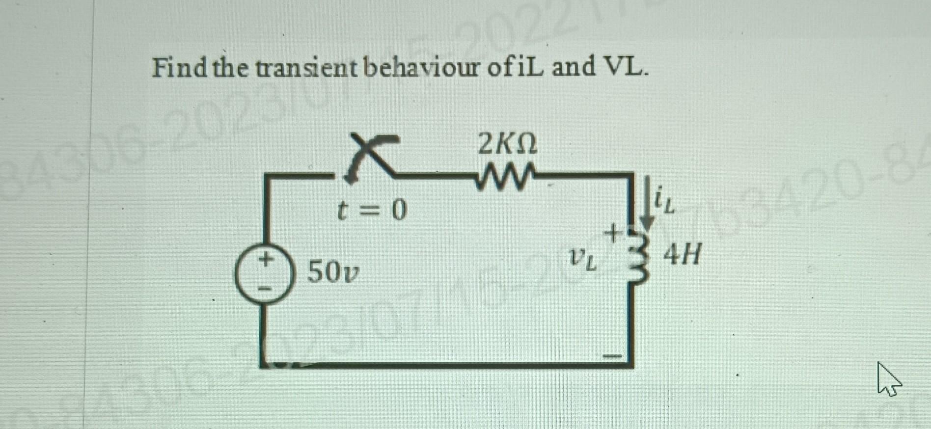 Solved Find the transient behaviour of iL and VL. | Chegg.com