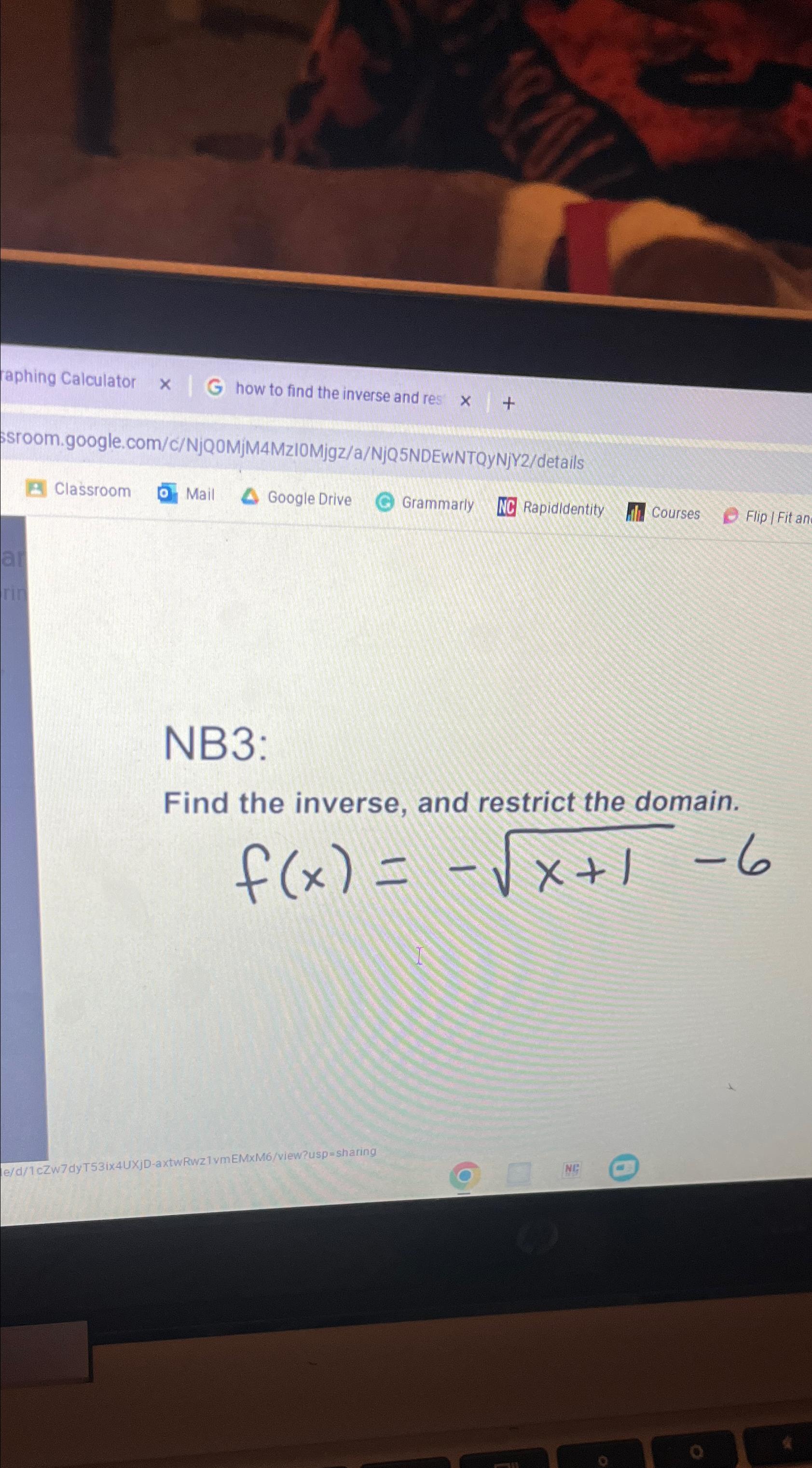 Solved NB3:Find the inverse, and restrict the | Chegg.com