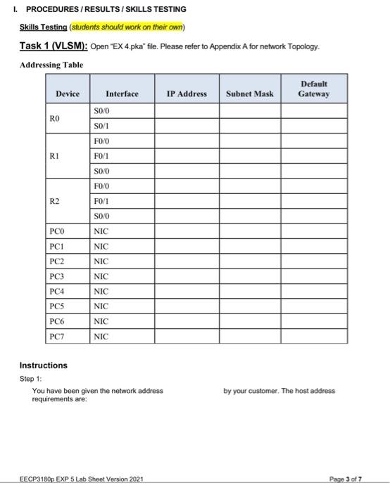 Solved I. Introduction In Fixed length subnet mask | Chegg.com
